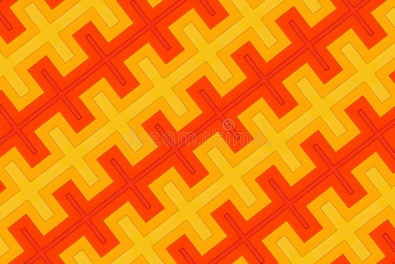 Interlocking Shapes Pattern Orange and Yellow Geometric Design Stock ...