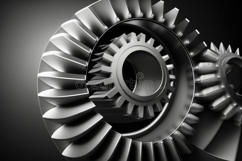 Interlocking Silver Gear System in Motion, Displaying the Beauty of ...