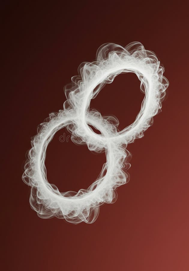 Interlocking Smoke Rings Float Against a Deep Red Background. the Smoke ...