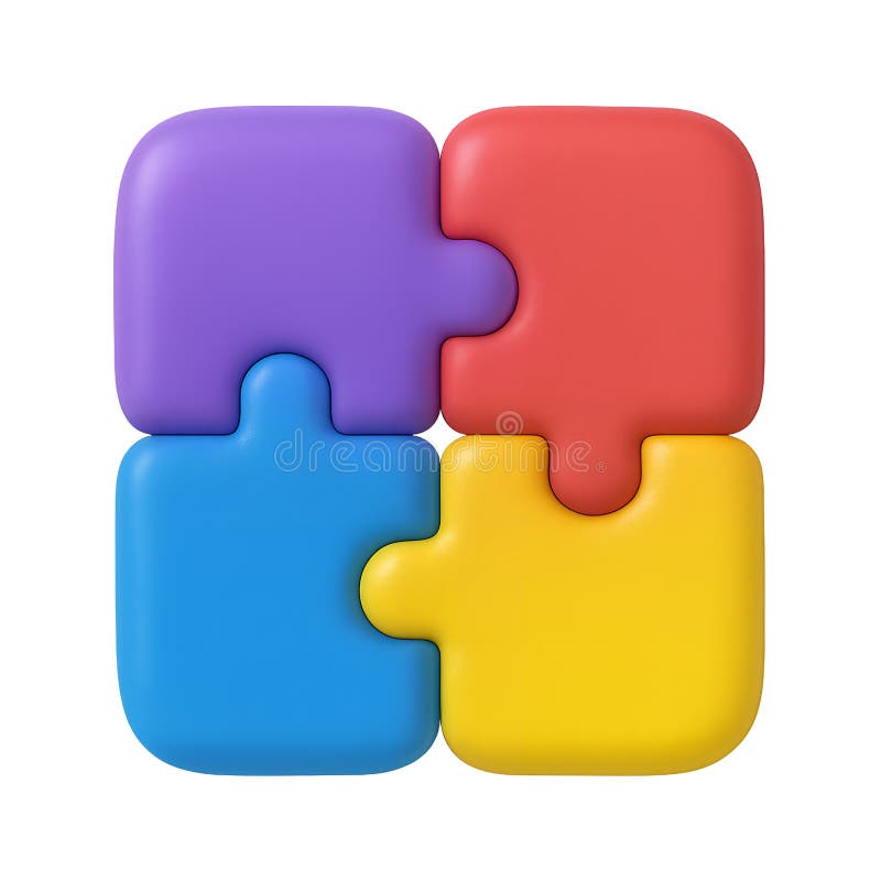 Interlocking Square Puzzle Pieces, Four Colors Stock Illustration ...