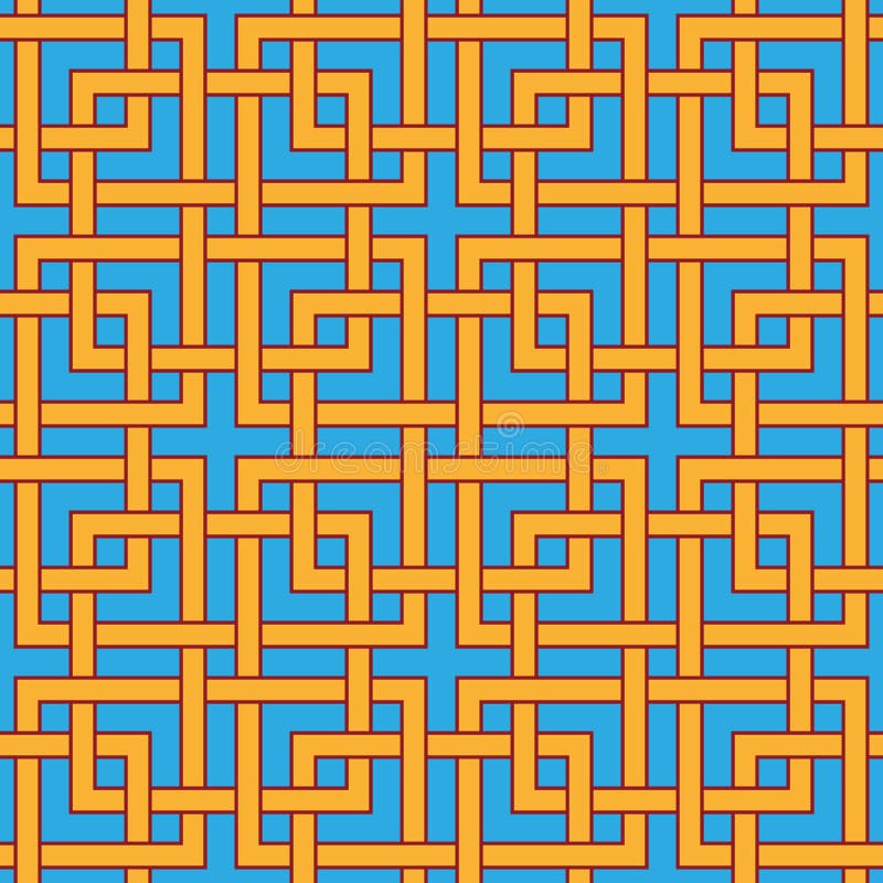 Interlocking Square Seamless Pattern Geometric Style Tapestry Textile