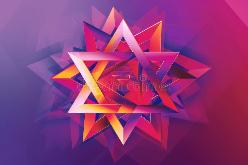 Interlocking Star of David Pattern in Vibrant Pink, Purple, and Orange ...