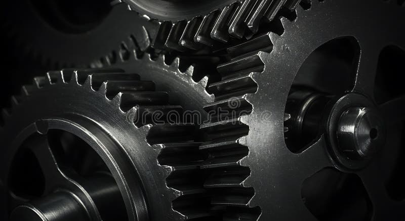 Interlocking Steel Gears in Close-up View Showcase Precision ...
