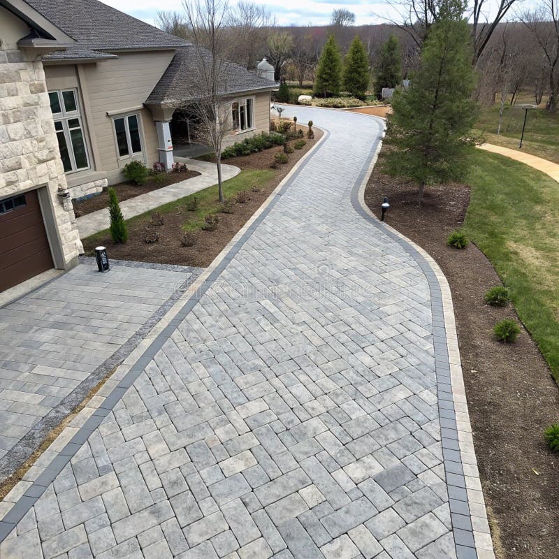 Interlocking Stone Driveway Stock Illustration - Illustration of design ...