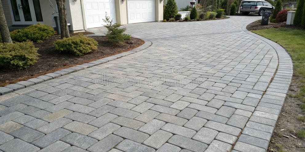 Interlocking Stone Driveway Stock Illustration - Illustration of ...
