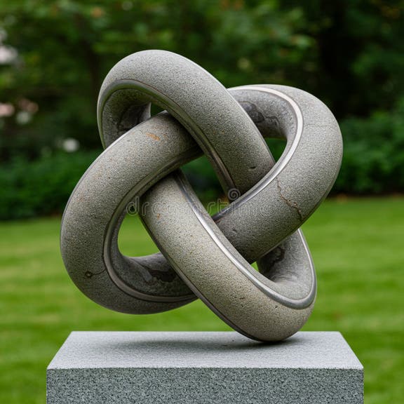 Interlocking Stone Rings Form a Complex Geometric Sculpture, Set on a ...