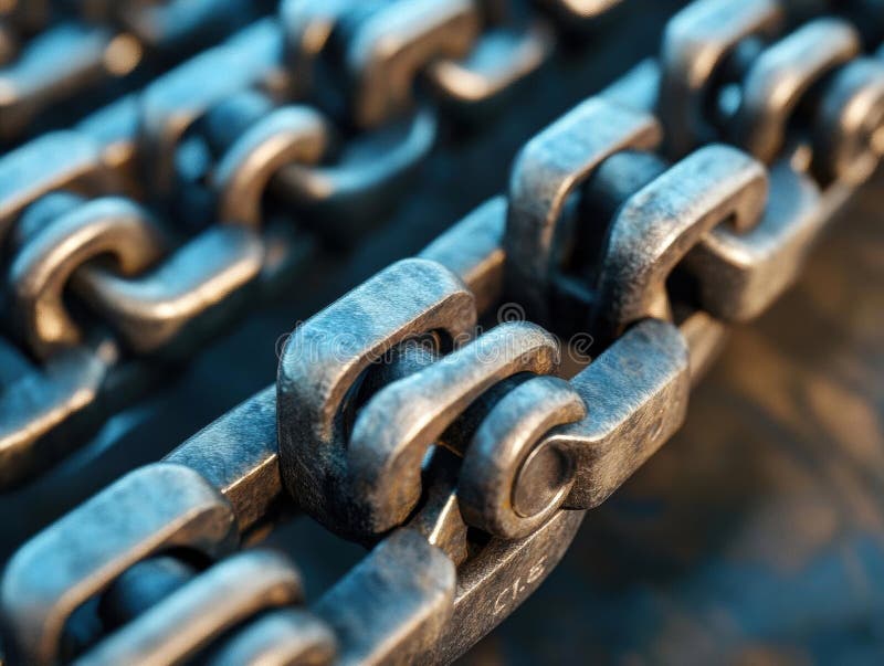 Interlocking Strength, a Close-up View of Metal Chain Links Stock ...