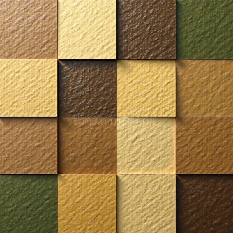 Interlocking Taupe and Olive Squares Create a Balanced, Muted ...