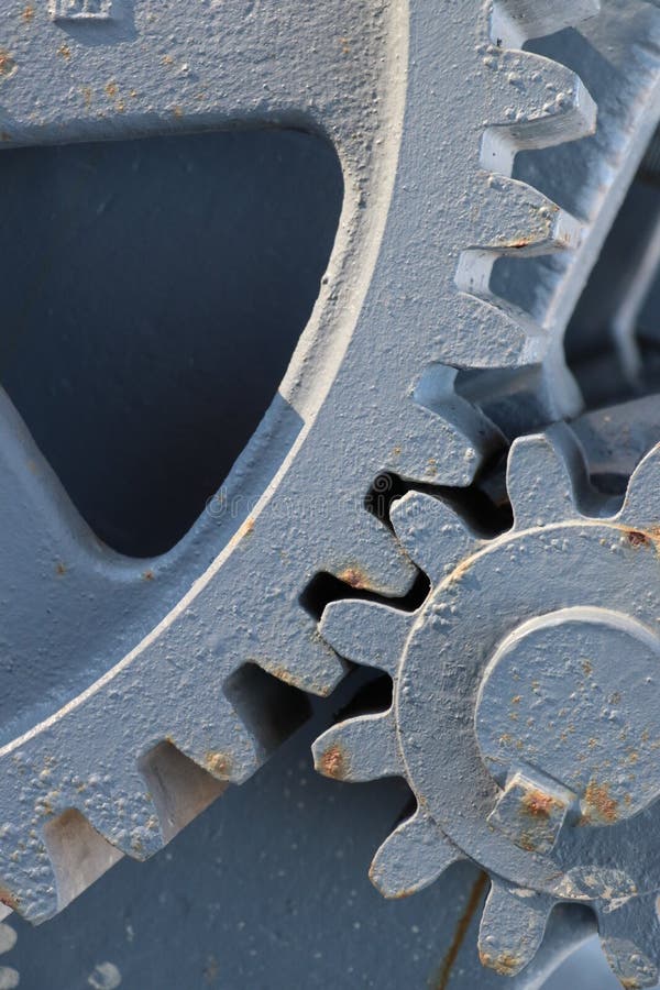 Interlocking Teeth of Gray Painted Iron Gears Stock Image - Image of ...