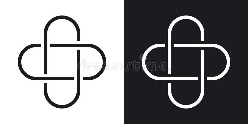 Interlocking Thin Line Vector Icon Set Stock Illustration ...
