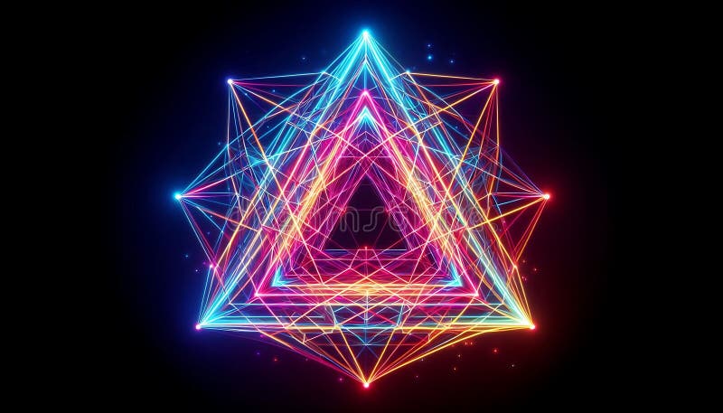 Interlocking Triangles Forming Glowing Patterns in Vibrant Neon Colors ...