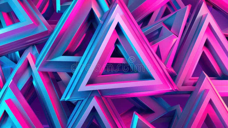 Interlocking Triangles in a Vibrant 3D Geometric Pattern, Bold Neon ...