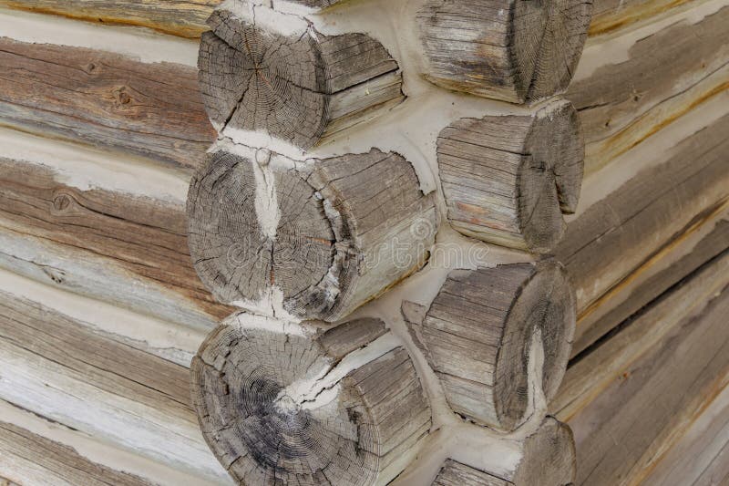 Rustic Log Cabin Corner Detail with Chinking Stock Photo - Image of ...