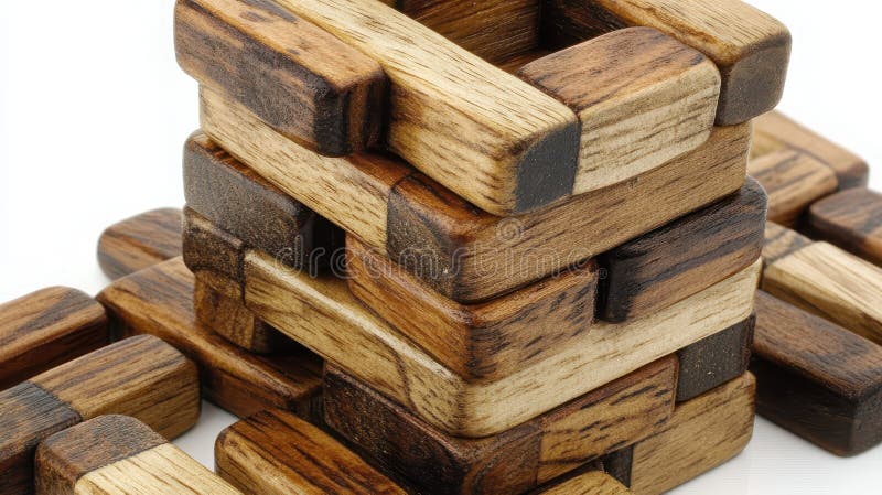 Interlocking Wood: Close-Up of a Partially Assembled Puzzle Stock Image ...