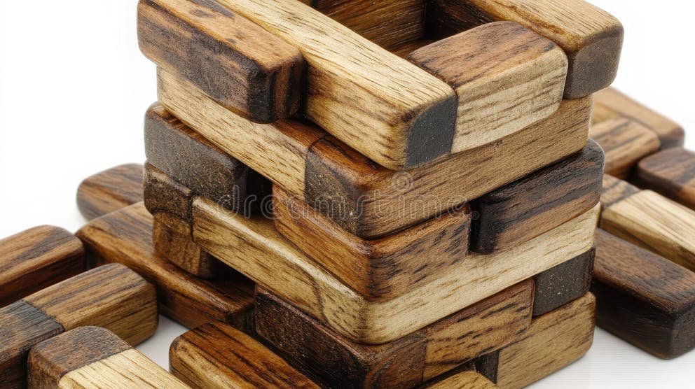 Interlocking Wood: Close-Up of a Partially Assembled Puzzle Stock Image ...