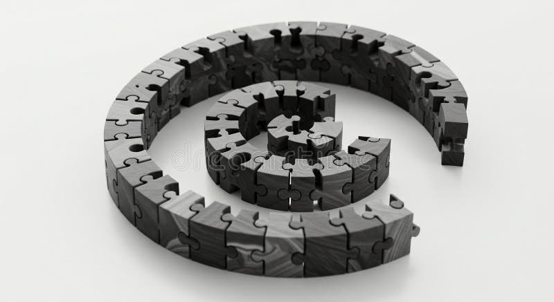 A Spiral Shape Made of Gray Puzzle Pieces on a White Surface in a Studio Setting View Stock ...