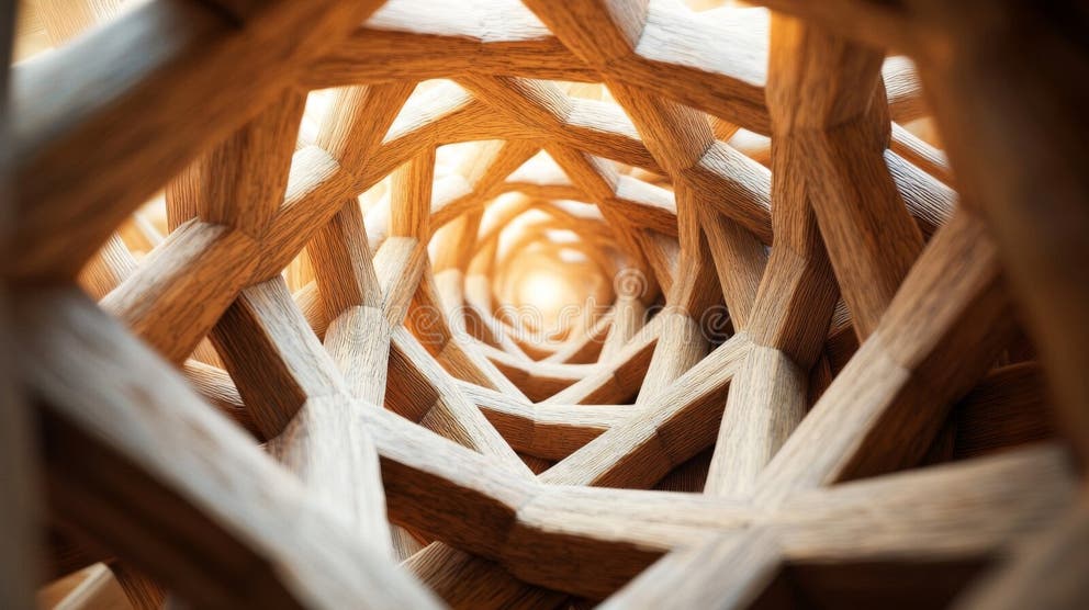 Interlocking Wooden Structure Creating a Tunnel Effect Stock ...