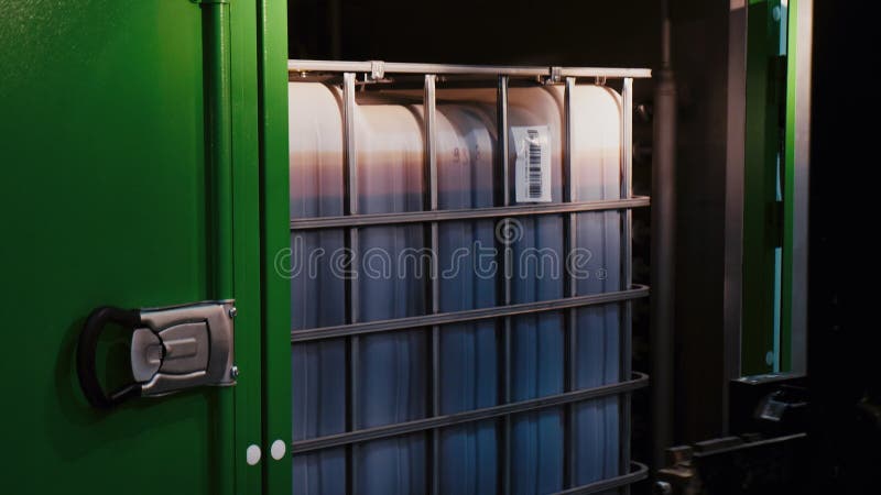 Intermediate Bulk Container Inside Machine Tool at Plant Stock Footage ...
