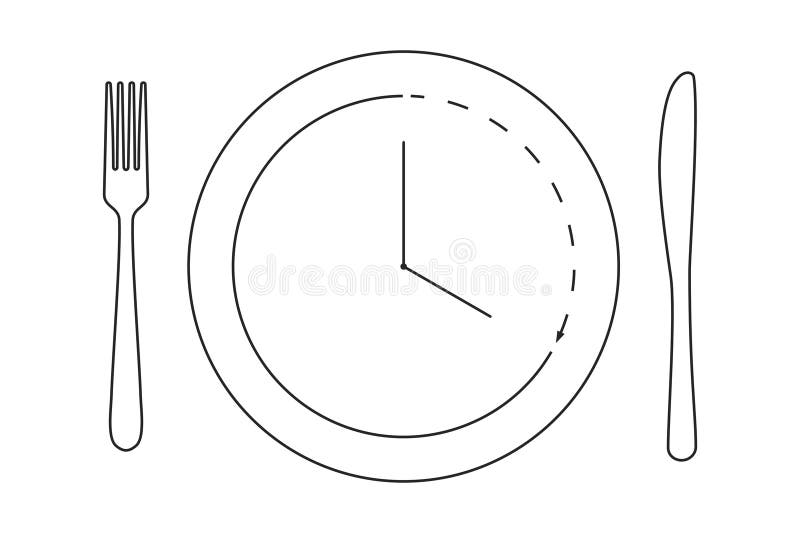 Intermittent Fasting Dieting Plate Concept Outline Vector Stock ...