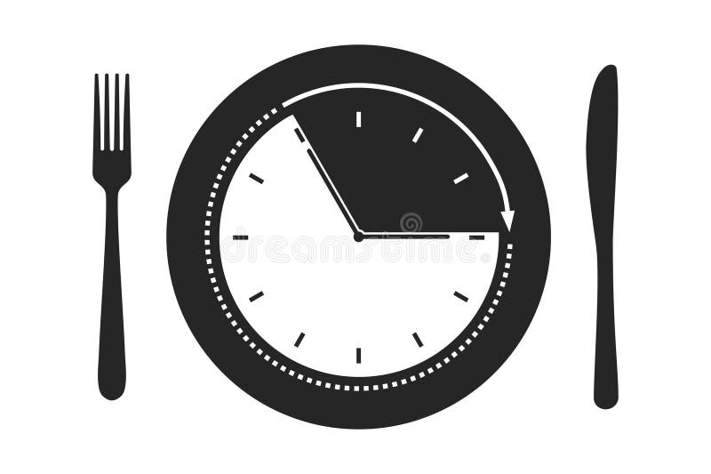 Intermittent Fasting Dieting Plate Concept Silhouette Vector Stock ...