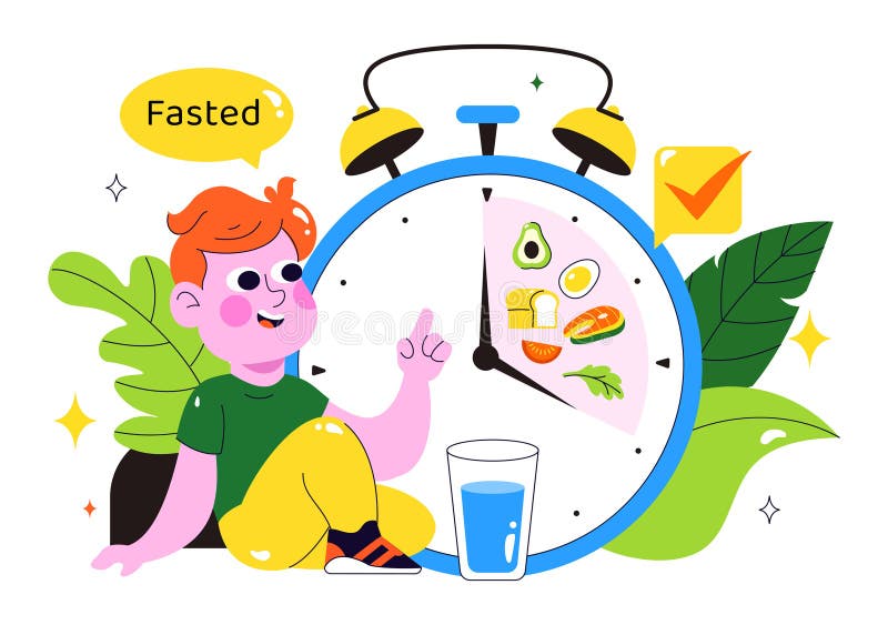 Intermittent Fasting Vector Illustration Featuring a Clock Face ...