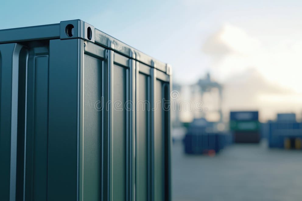 Intermodal Container in a Cargo Port Stock Illustration - Illustration ...