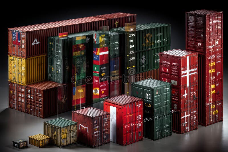Intermodal Containers Showing Flags and Tariffs during Trade War ...
