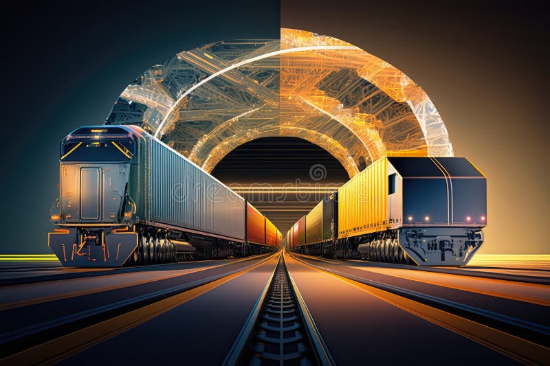 Intermodal Transportation Abstract 3D Rendering of an Intermodal ...