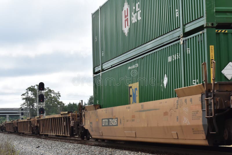Intermomdal Train Container Freight Double Stacked Editorial Photo ...