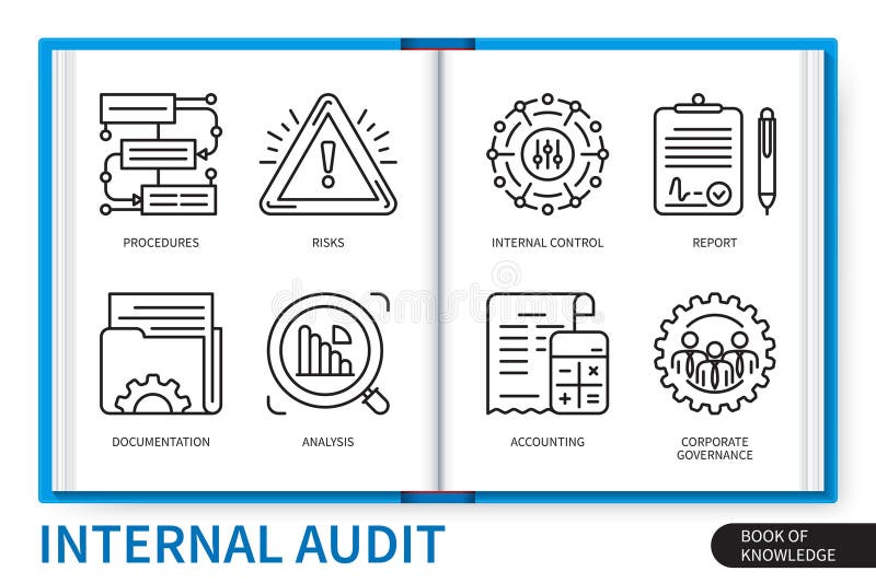 Internal Audit Infographics Linear Icons Set Stock Illustration ...