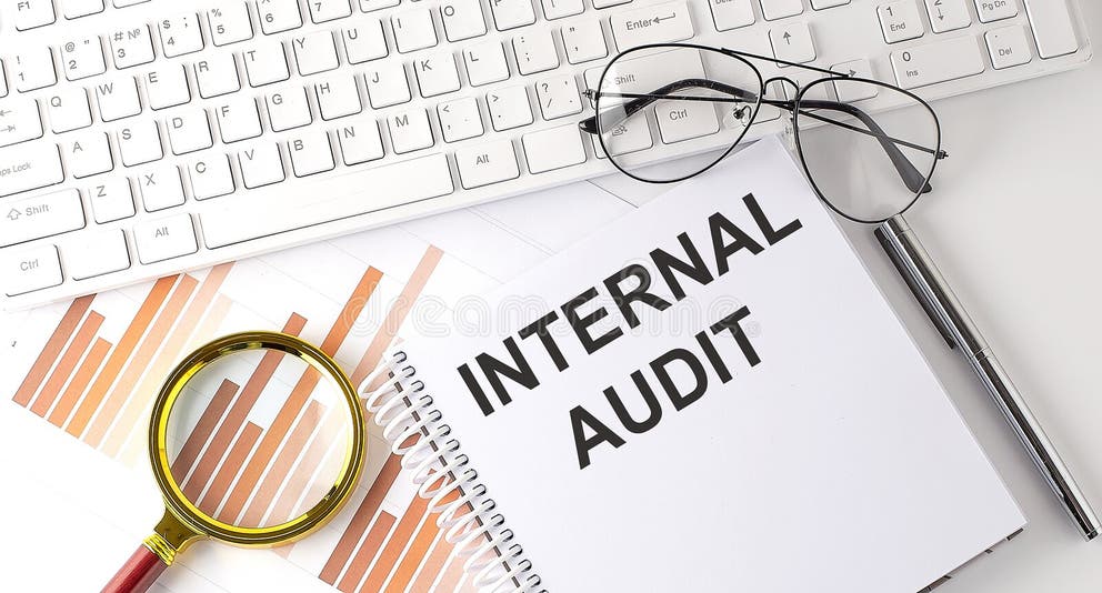 INTERNAL AUDIT Text Written on a Notebook with Keyboard, Chart,and ...