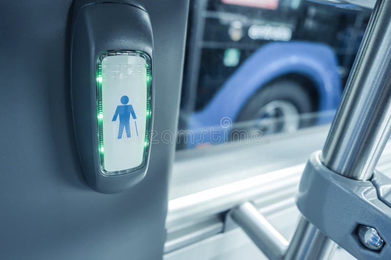 An Internal Bus Stop Request Button for Aged People Stock Image - Image ...
