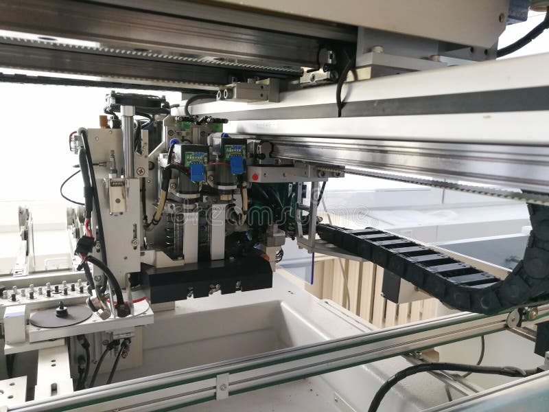 Inside Electronic Pick and Place Machine for PCB Assembly Stock Photo ...