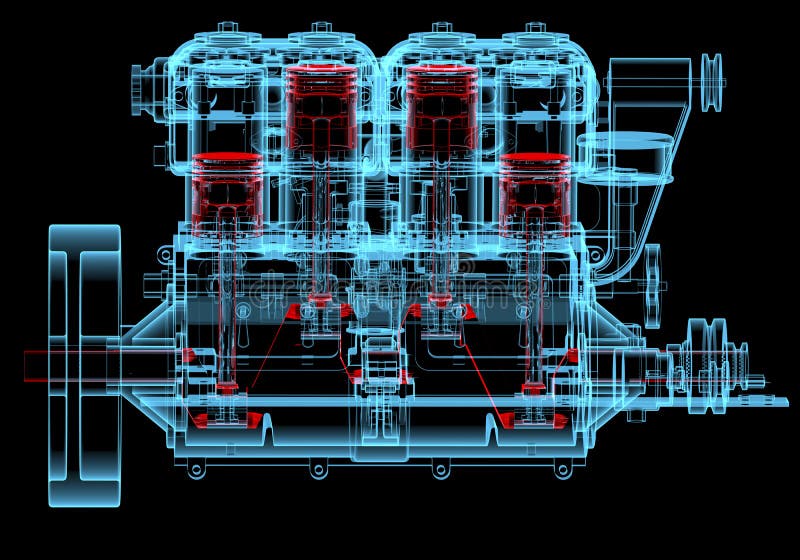 Internal Combustion Engine (3D Xray Red and Blue Transparent) Stock ... Internal Combustion Engine (3D Xray Red and Blue Transparent) Stock ...