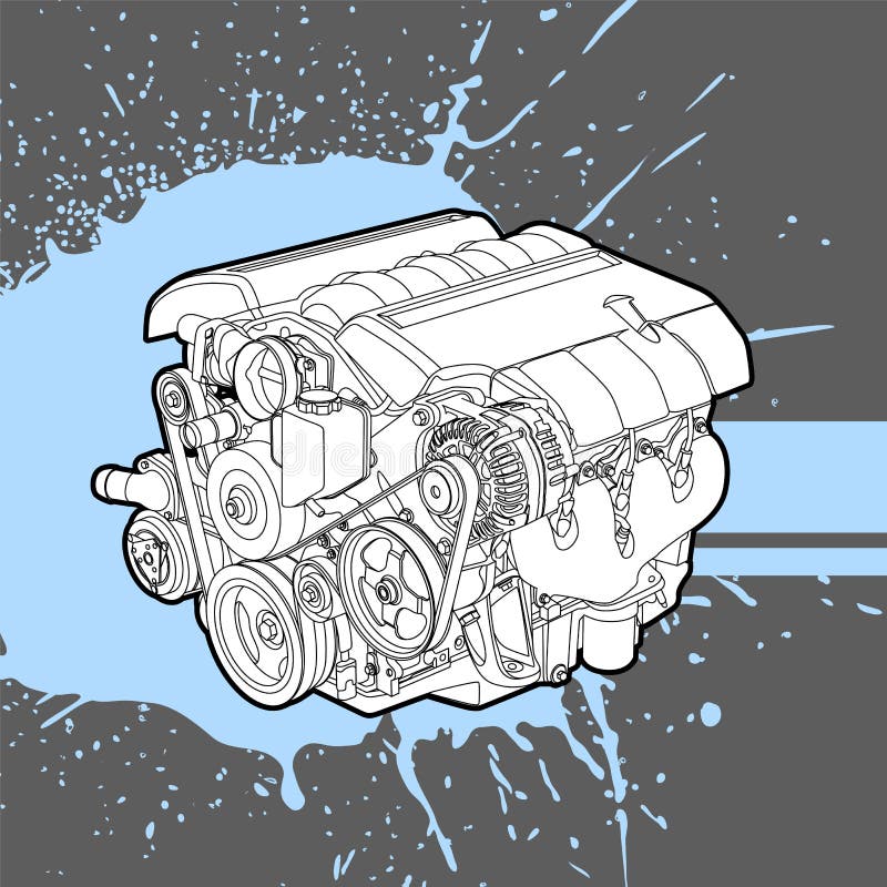 Internal Combustion Engine from the Machine Stock Vector - Illustration ...