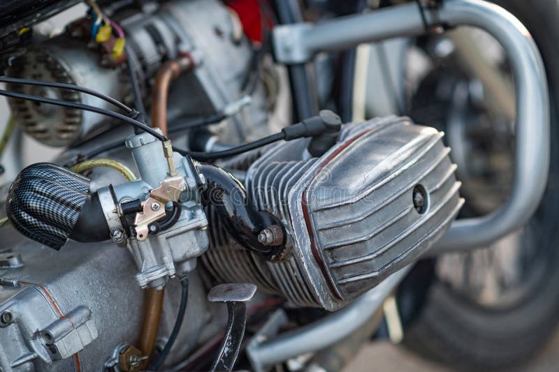 The Internal Combustion Engine of a Motorcycle. Close-up Stock Image ...