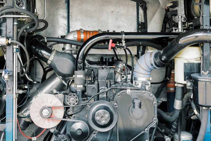 Internal Combustion Engine Operating on Gas Fuel Stock Image - Image of ...