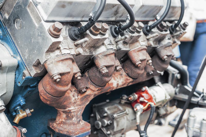 Internal Combustion Engine Operating on Gas Fuel Stock Image - Image of ...