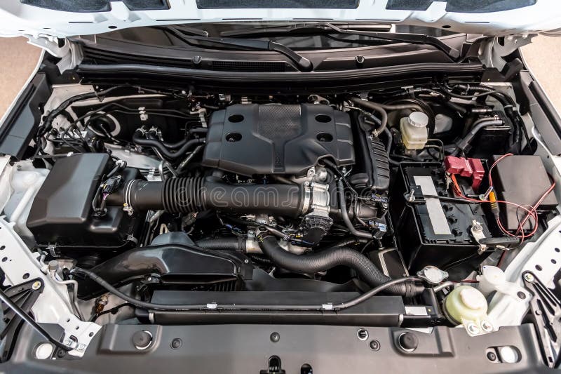 Car Internal Combustion Engine in Production Plant Shop Stock Photo ...