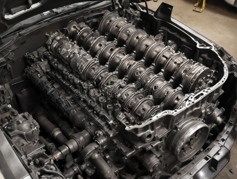 Internal Combustion Engine in Production Close Up Stock Illustration ...