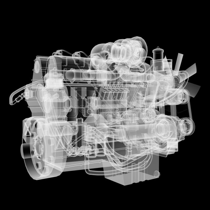 Internal Combustion Engine X-Ray Style Stock Illustration ...
