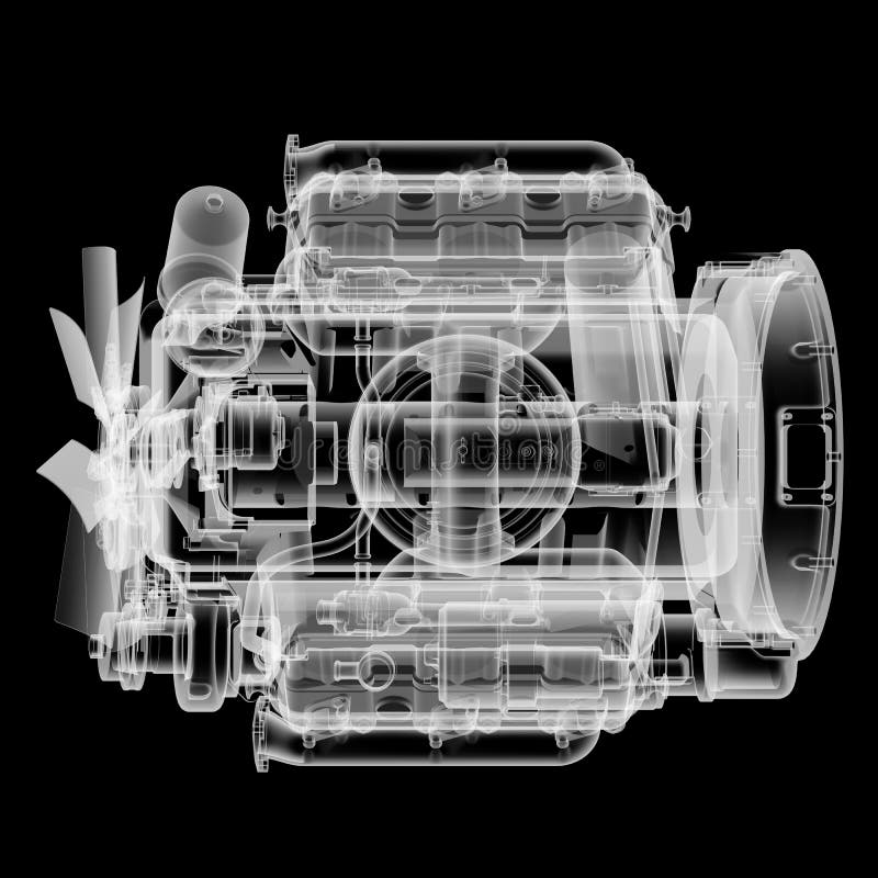 Internal Combustion Engine X-Ray Style Stock Illustration ...