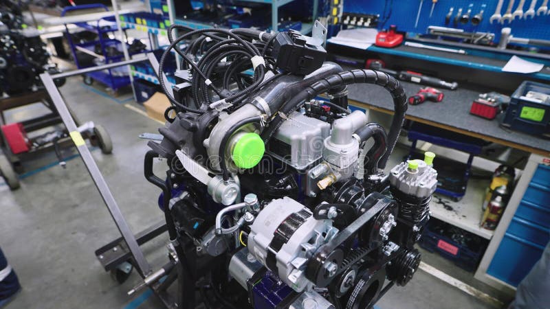 An Internal Combustion Engine in a Workshop for Assembling Commercial ...