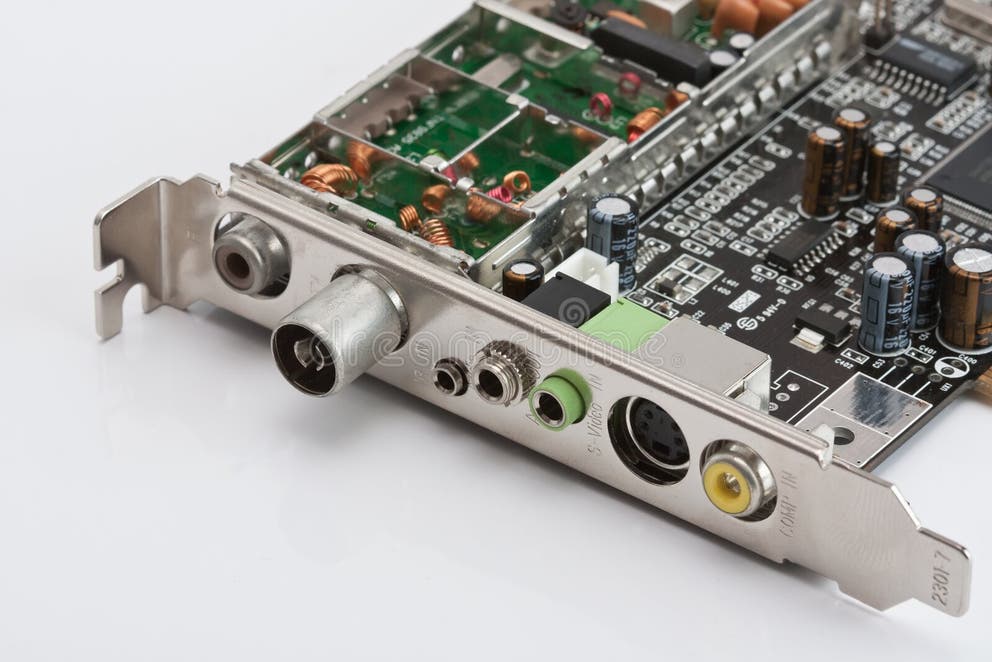 Internal Computer Board TV Tuner Stock Image - Image of machine, golden ...