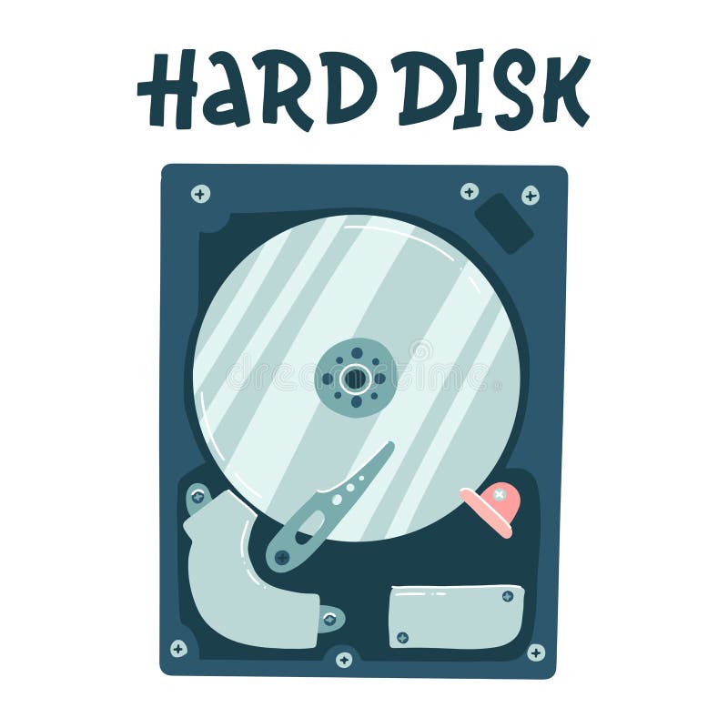 Internal Computer Hard Disk. Harddisk Flat Vector Illustration with ...