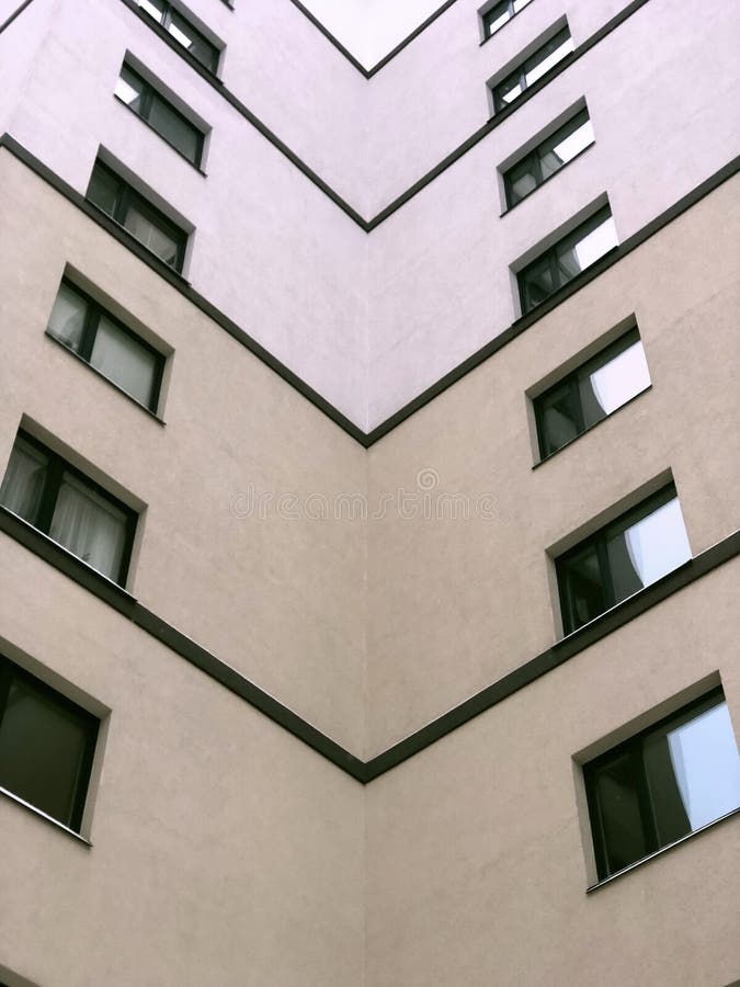 Internal Corner of the Building, Wall with Windows, Dead Stock Image ...