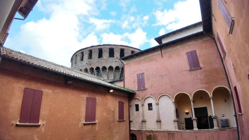Dozza Castle Showing Its Internal Courtyard with Arches and Columns ...