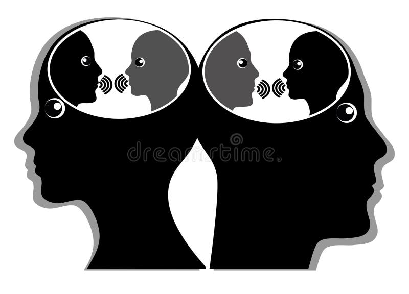 Internal Discourse or Inner Dialogue Stock Illustration - Illustration ...