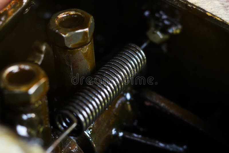 Internal Engine Spring Close Up. Engine Walking Tractor. Stock Image ...