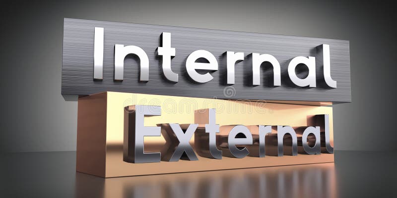 Internal, External - Words on Metal Blocks Stock Illustration ...